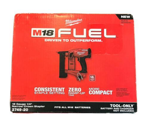 Milwaukee M18 FUEL 18-Volt Lithium-Ion Brushless Cordless 18-Gauge 1/4 in. Narrow Crown Stapler ...